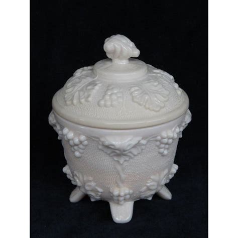 Jeannette Shell Pink Milk Glass Footed Candy Dish With Lid Chairish