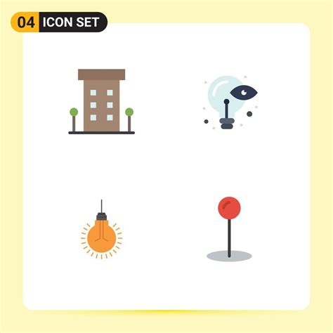 User Interface Pack Of 4 Basic Flat Icons Of Buildings Light Shops Process Idea Editable Vector