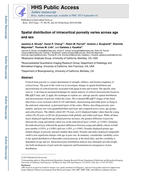 Pdf Spatial Distribution Of Intracortical Porosity Varies Across Age And Sex