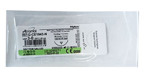 Sutura Quirúrgica De Nylon Negro Atramat 3 0 45cm Gce1943n En Laleo