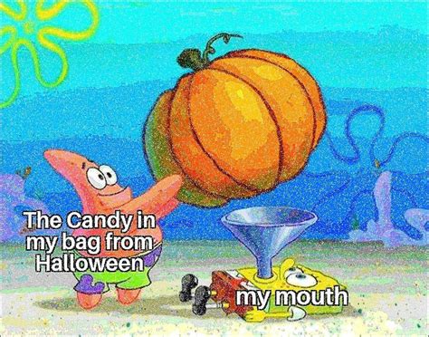 Patrik Puting Pumkin Into Spongebobs Mouth R Memetemplatesofficial