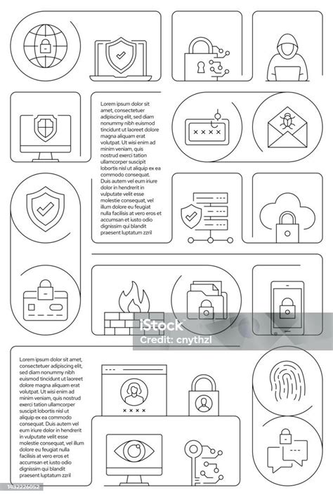 Konsep Desain Banner Vektor Terkait Keamanan Siber Gaya Garis Modern
