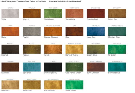 Handc Concrete Stain Color Chart Infographic Chart Design
