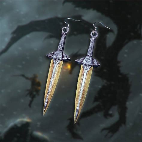 Handmade Skyrim Dragon Bone Dagger Earrings Etsy