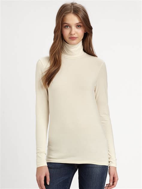 Ralph Lauren Blue Label Jersey Turtleneck In Natural Lyst