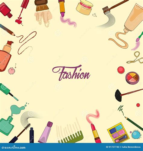Set Of Cosmetics Stock Vector Illustration Of Line Background 91727740