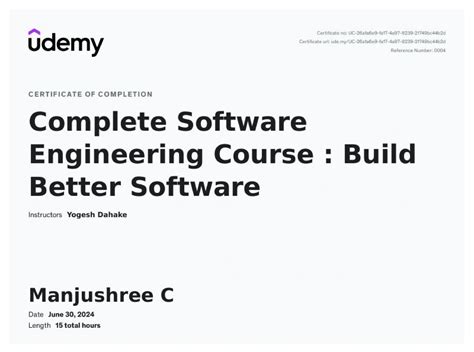 Completed Software Engineering Course By Udemy Manjushree C Posted On The Topic Linkedin