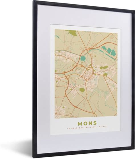 Fotolijst Incl Poster Plattegrond Kaart België Stadskaart