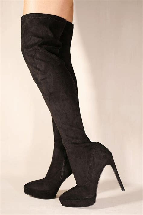 Wheres That From Veena Pointed Toe Knee High Heel Platform Boots