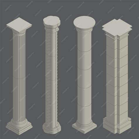 Premium Vector Classical Columns Isometric