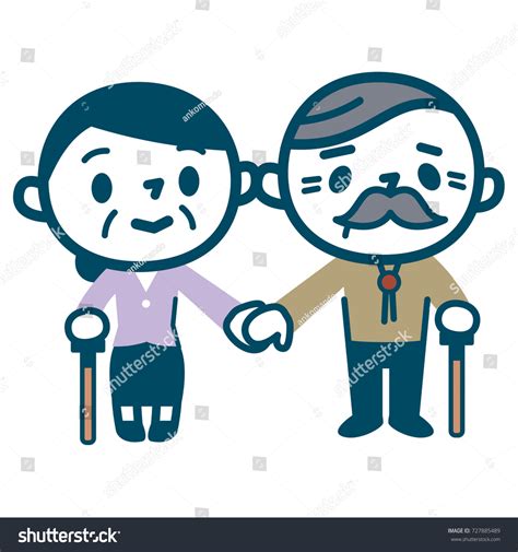 Illustration Elderly Couple Holding Hands Stock Vector Royalty Free