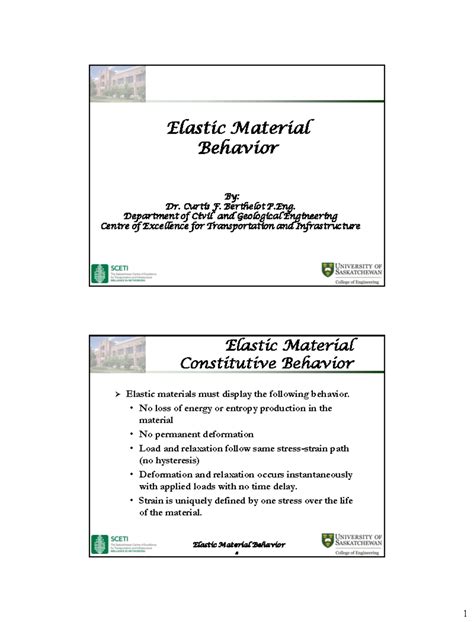 Elastic Material Behaviour 2013 Elastic Material Behavior By Dr Curtis F Berthelot P Studocu