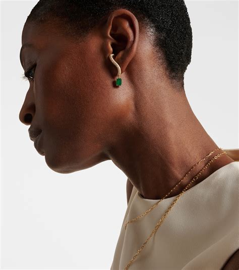 Kt Gold Single Earring With Emeralds And Diamonds In Gold Shay Jewelry Mytheresa
