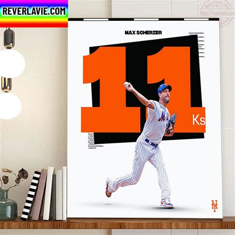 Max Scherzer 11 Ks In New York Mets Mlb Home Decor Poster Canvas
