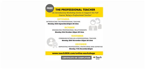 The Professional Teacher New Certified Workshop Course — Teach2030