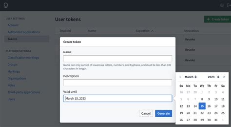 Third Party Applications • User Generated Tokens • Palantir