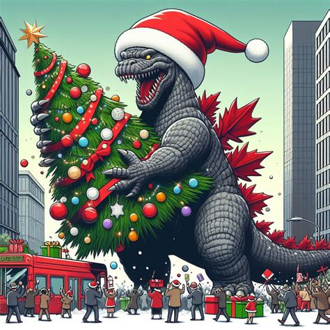 A Happy Godzilla Christmas 2 By 3d4d On Deviantart