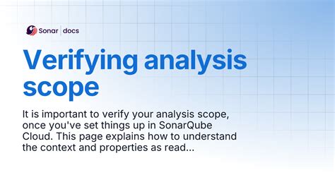 Verifying Analysis Scope Sonarqube Cloud Sonar Documentation