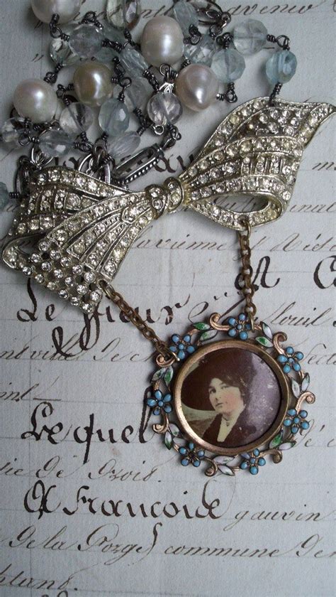 Bow Necklace Vintage Assemblage Necklace Rhinestone Bow Necklace Art