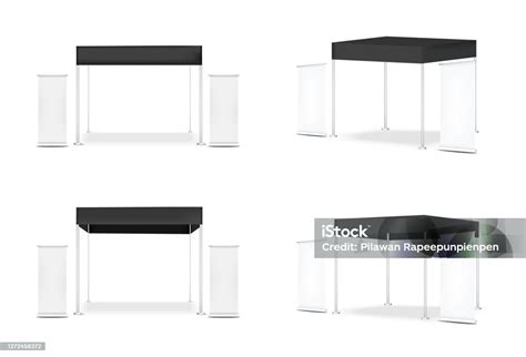 3d 모킹 리얼 텐트 디스플레이 Pop 부스 판매 마케팅 홍보 전시 배경 일러스트 검은색에 대한 스톡 벡터 아트 및 기타 이미지 검은색 텐트 형판 Istock