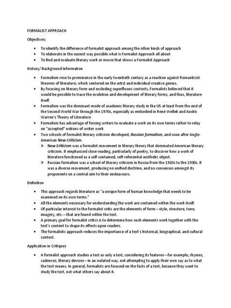 Formalist Approach Pdf Cognition Aesthetics