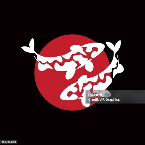 Koi 물고기 로고 디자인 중국 행운과 승리 장식 물고기 벡터 회사 브랜드 금붕어 아이콘 강에 대한 스톡 벡터 아트 및 기타