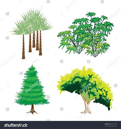 Illustration Collection Landscaping Tree Symbols Isometric Stock Vector Royalty Free