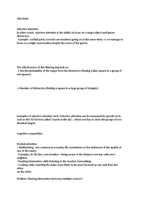 Selective Attention Example