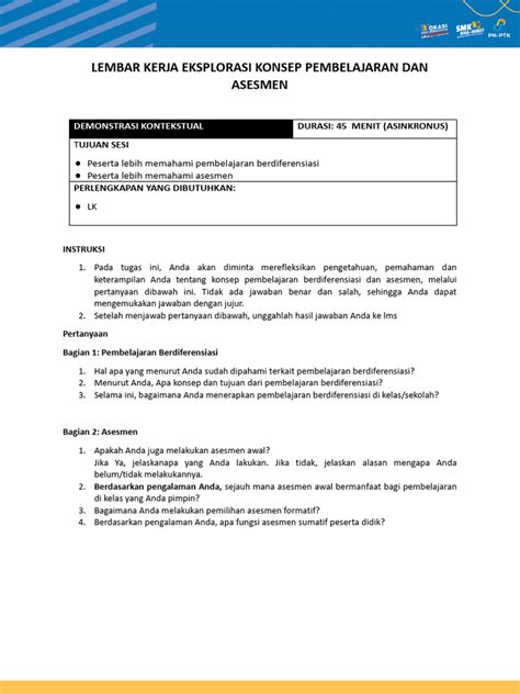 Lk 1 Eksplorasi Konsep Pembelajaran Dan Asesmen Rev 04062024 Pdf