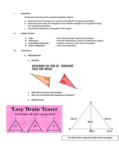 Sss Congruence Postulate Pdf Behavior Modification Learning