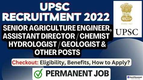 UPSC Recruitment 2022 Senior Agriculture Engineer Chemist Geologist