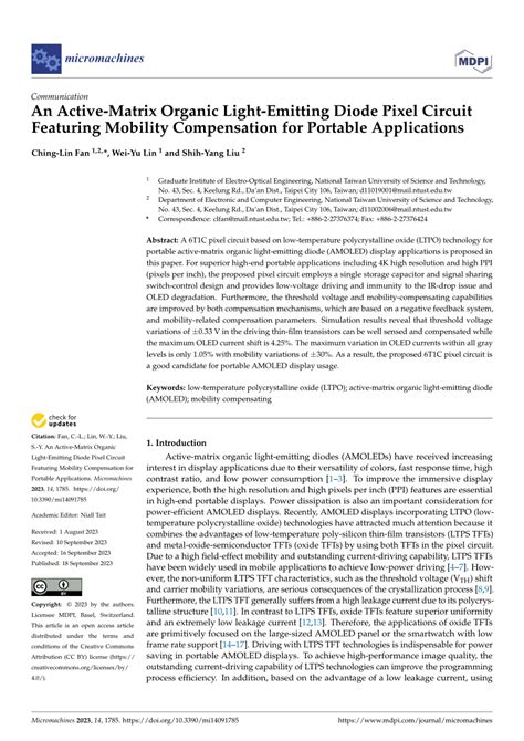 Pdf An Active Matrix Organic Light Emitting Diode Pixel Circuit