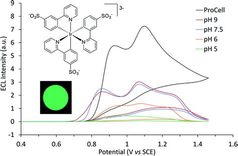 Ecl Intensity Of [ir Sppy 3]³⁻ 0 25 Mm In 0 1 M Phosphate Buffer At