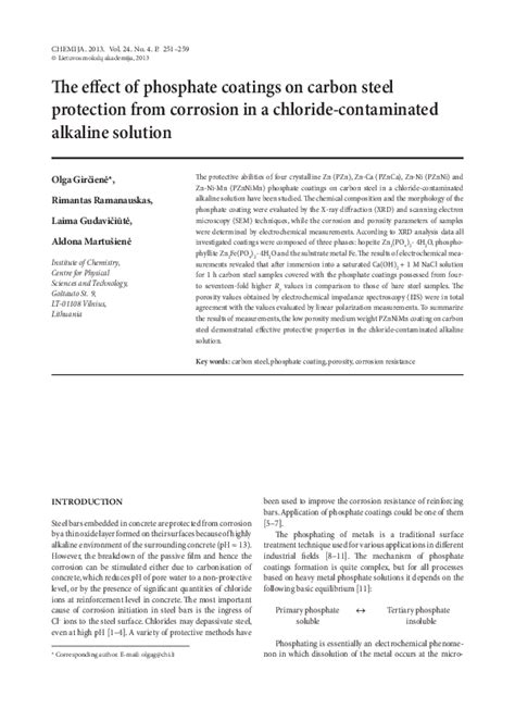 Pdf The Effect Of Phosphate Coatings On Carbon Steel Protection From