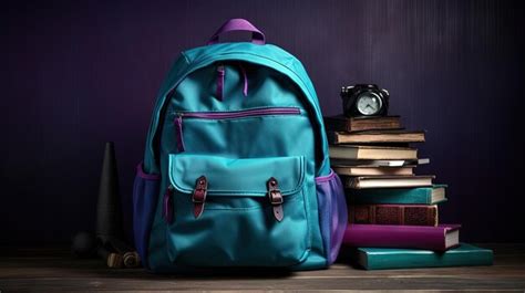 Premium Ai Image School Backpack With Colorful Learning Supplies Back