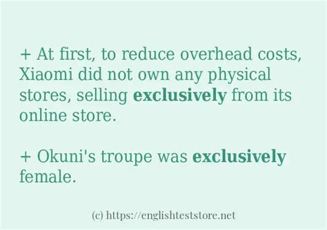 In Sentence Use Of Exclusively Englishteststore Blog