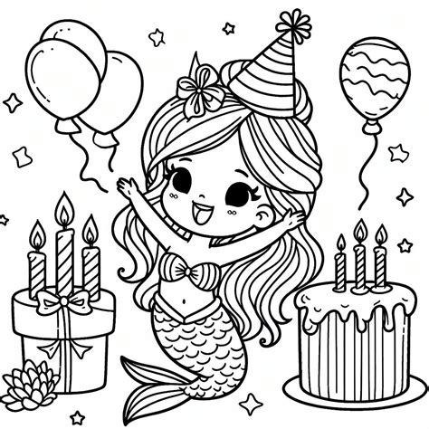 פאזל של בת ים ביום הולדת לצביעה אונליין יויו