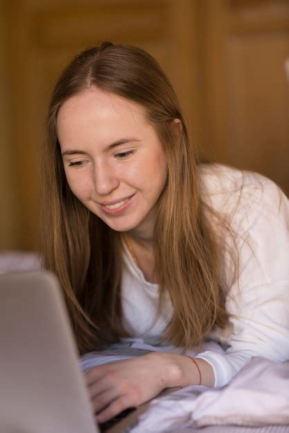 Free Photo Happy Girl Working With Her Computer