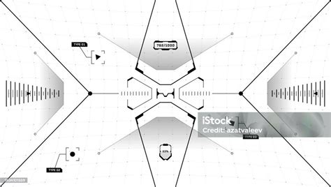 Vr Hud 디지털 미래 인터페이스 사이버 펑크 화면 공상 과학 가상 현실 기술은 디스플레이 목표를 이끌고 있습니다 Gui Ui 기술 흑백 우주선 대시 보드 패널 Fui 뷰