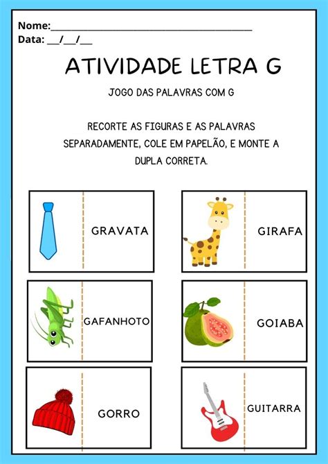 Atividades a Letra G Maiúscula e Minúscula para Imprimir Mergulhe
