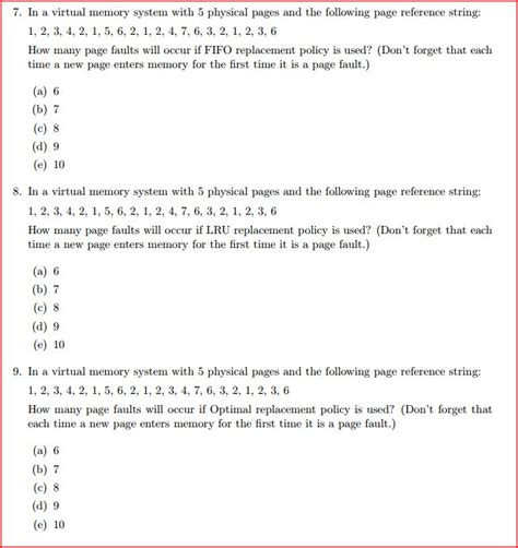 solved 7 in a virtual memory system with 5 physical pages