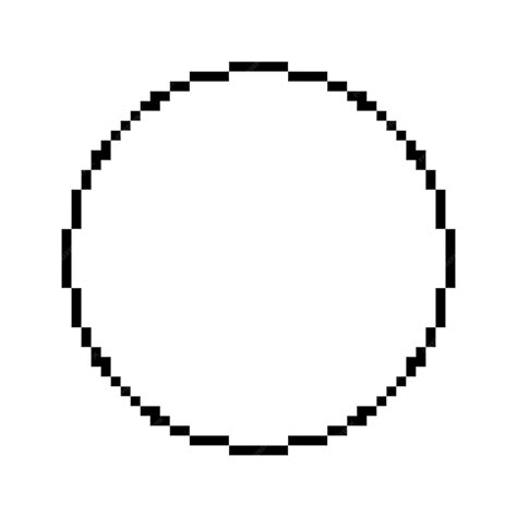 픽셀 원 픽셀화된 원형 테두리 8비트 벡터 프리미엄 벡터