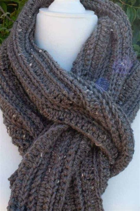 Mens Ribbed Scarf Free Crochet Pattern Crafting Each Day