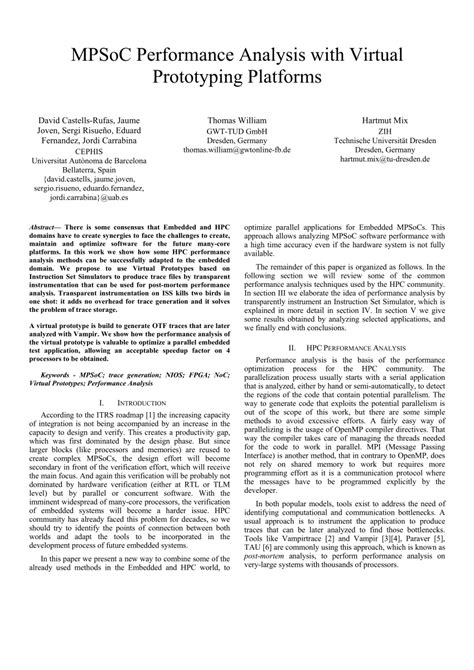Pdf Mpsoc Performance Analysis With Virtual Prototyping Platforms