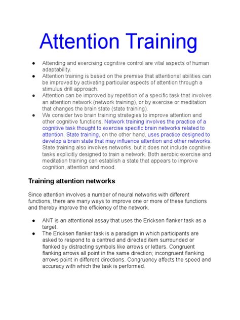 Attention Training Pdf Attention Mindfulness