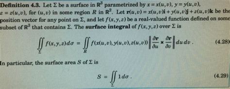 Solved Definition Let Σ be a surface in R parametrized Chegg com