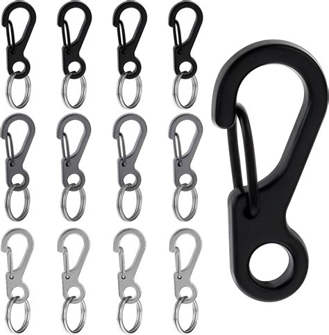 12 Sets Carabiner Keychain Clip Small Spring Snap Hook Tiny Key Chain Hook With Rings Metal