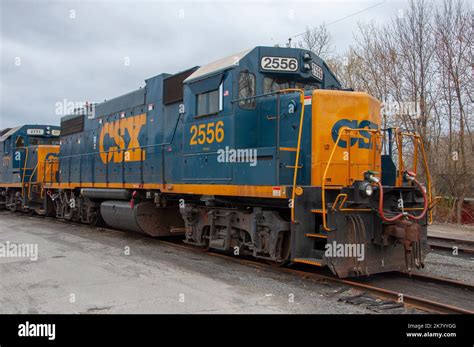 Csx Emd Gp38 2 Diesel Locomotive 2556 At Massena Csx Train Station In Town Of Massena New