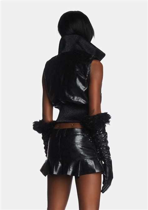 Generation Kiss Vegan Leather Moto Vest Black Dolls Kill