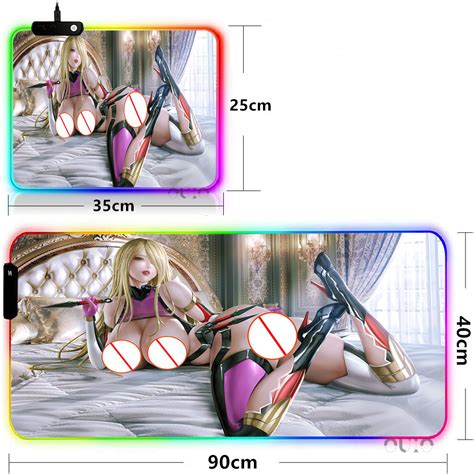 Action Taimanin Uncensored Sexy Nude Girls Mouse Pad RGB Gamer Mousepad Big Breasts Deskmat LED